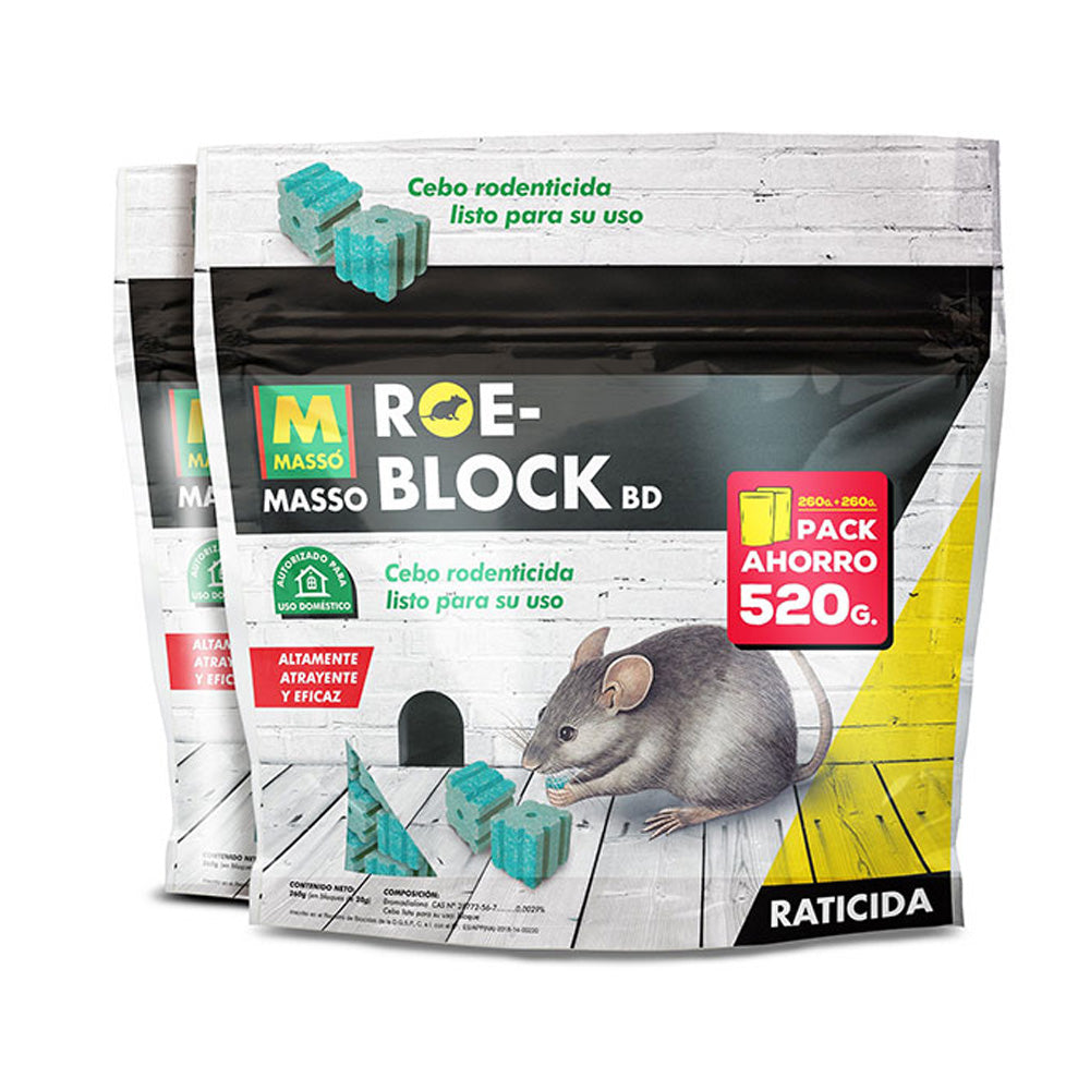 Roe-Block Massó Rodenticide Block 520 g (2×260 g) – Vivir Sin Plagas